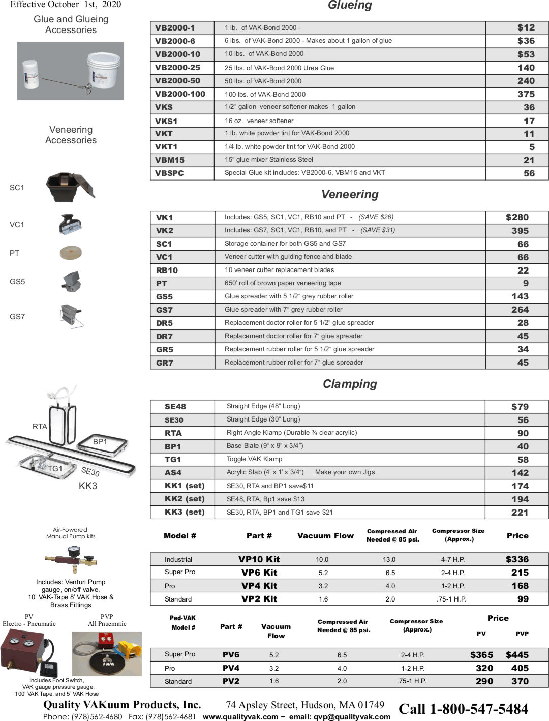 Product price guide for vacuum presses